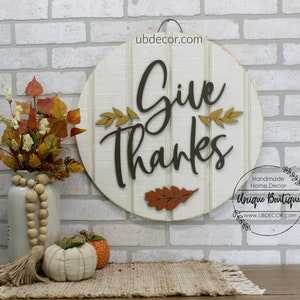 Give Thanks Door Sign Fall Door Hanger Autumn Fall Leaves | Etsy