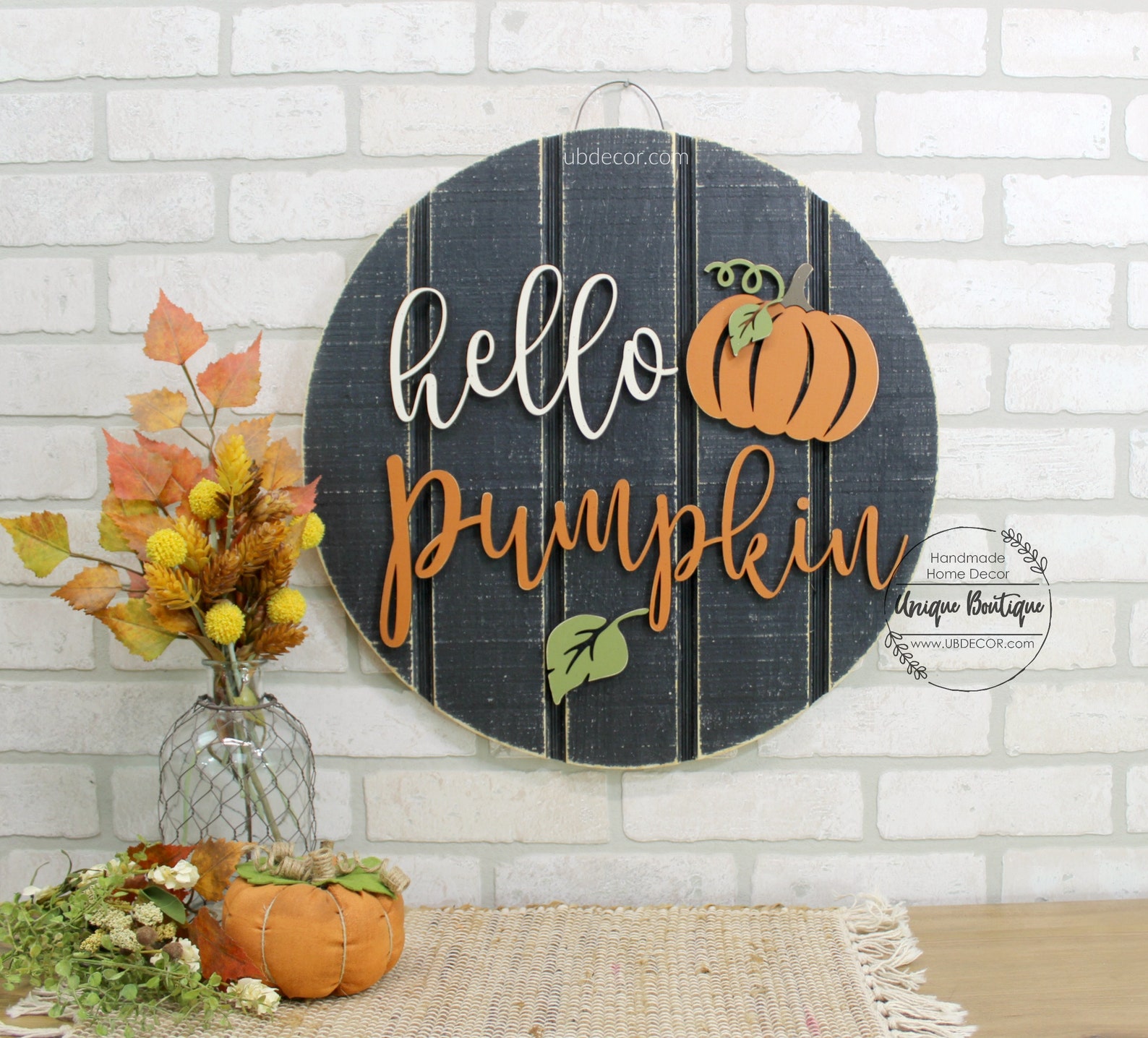 Fall Door Hanger, Hello Pumpkin Door Sign, Front Door Decor, Hello Fall ...