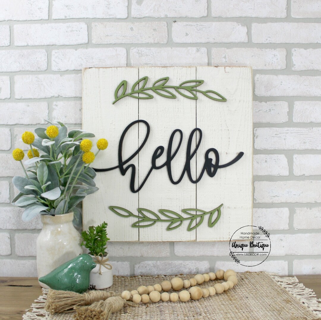 Hello Sign, Wood Shiplap Sign, Farmhouse Wall Decor, Rustic Home Decor ...