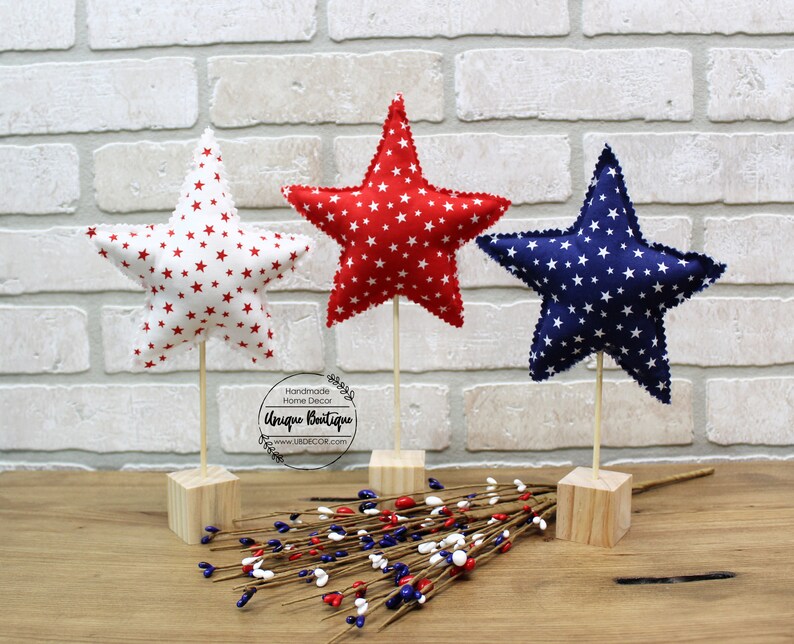 Red White & Blue Stars Set of 3 4th of July Patriotic - Etsy
