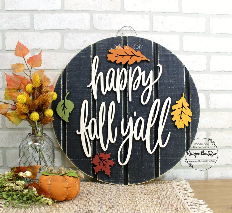 Front Door Decor, Happy Fall Y'all Door Sign, Fall Door Hanger, Autumn ...