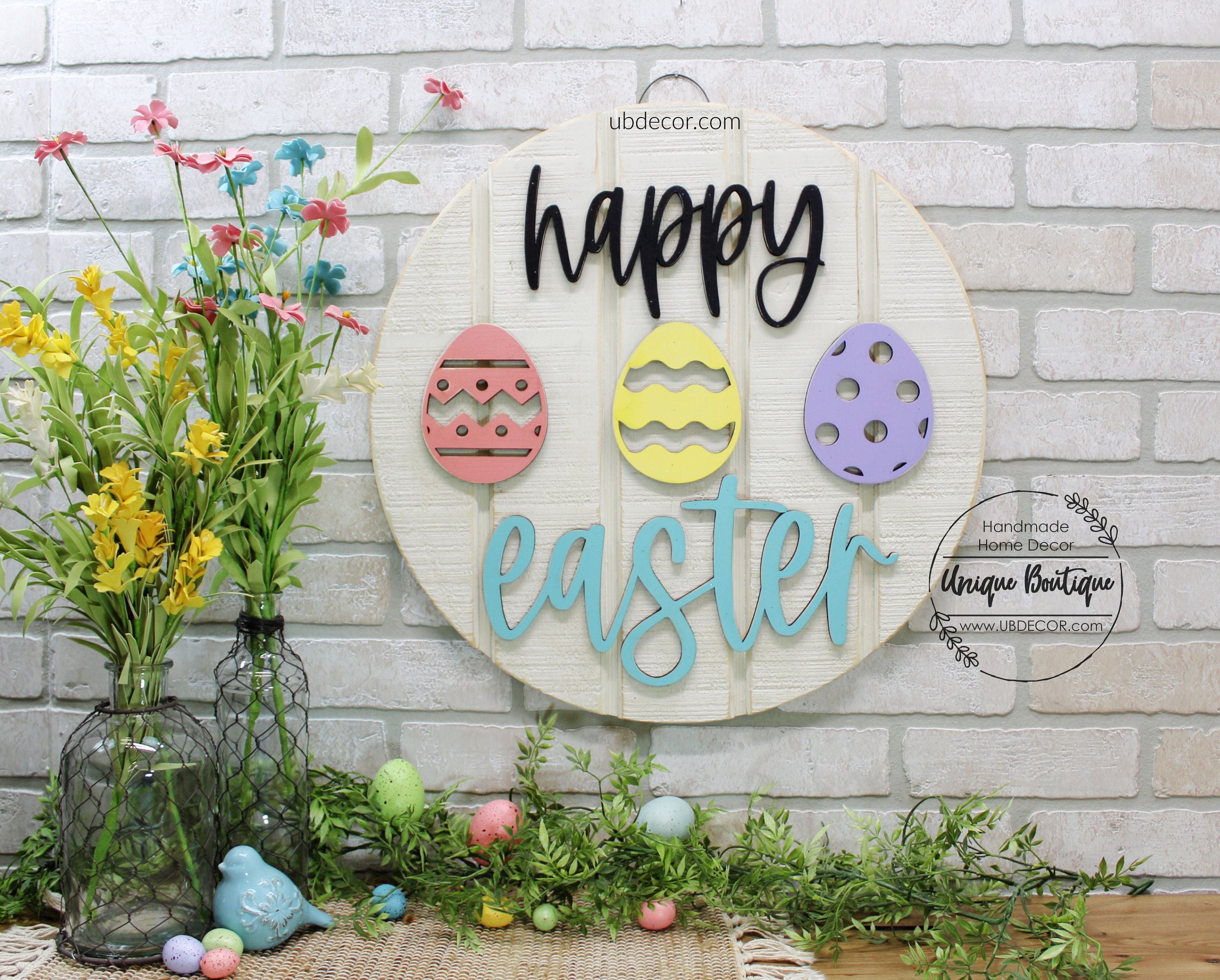Happy Easter Eggs Door Decor Spring Door Hanger Wood Shiplap | Etsy