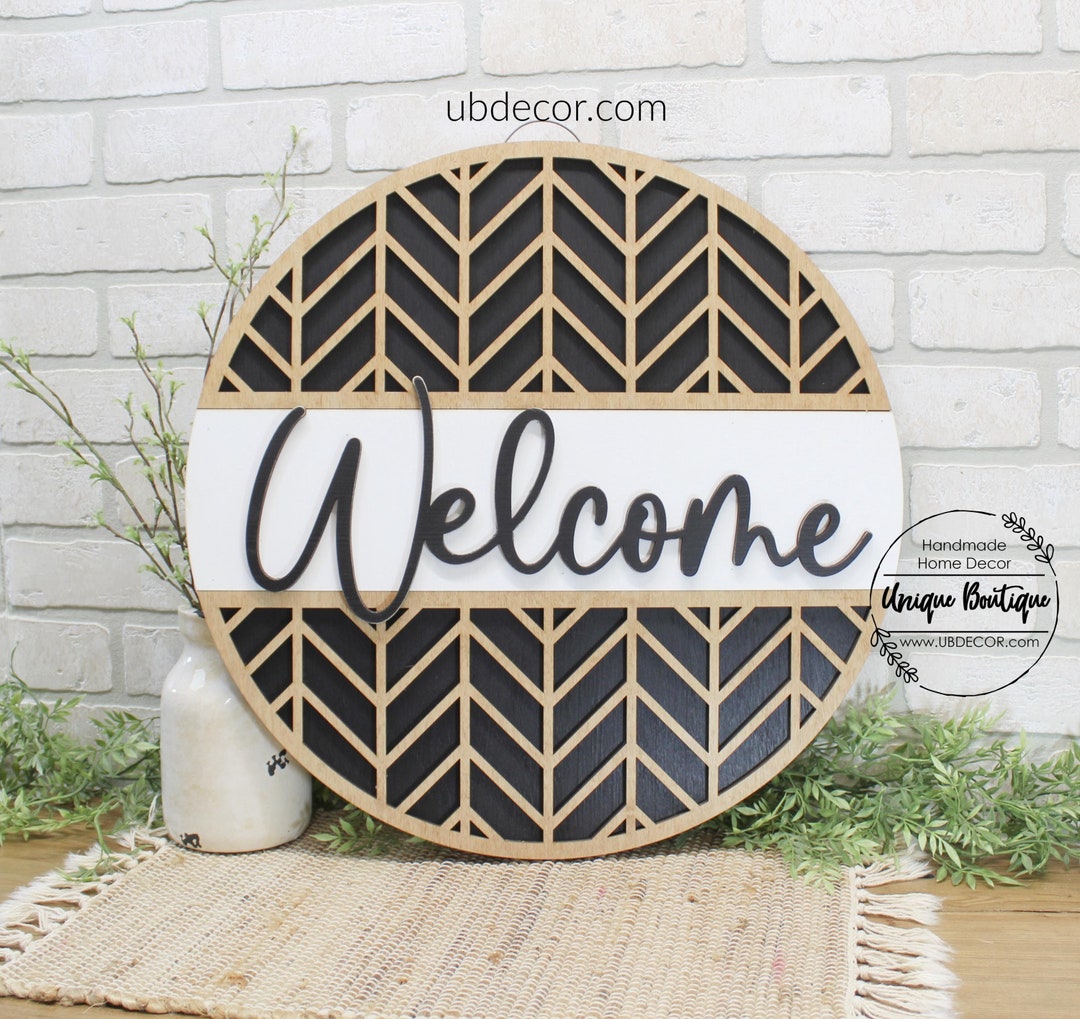 Front Door Decor, Welcome Door Sign, Geometric Door Hanger, Hello Sign ...