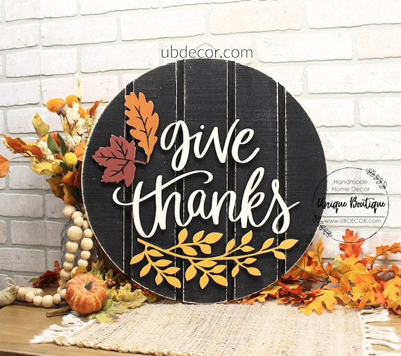 Give Thanks Door Hanger Front Door Decor, Fall Decorations,