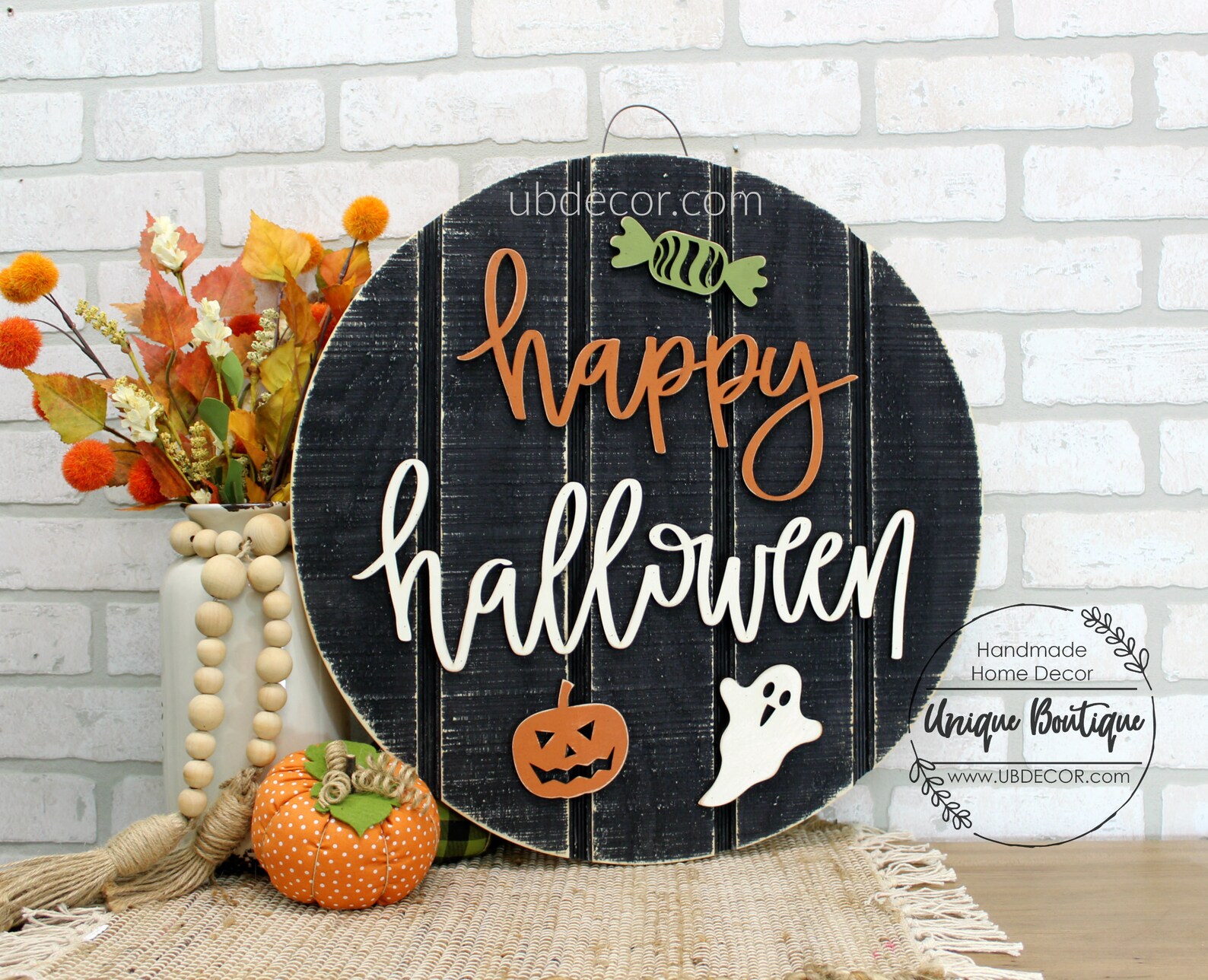 Happy Halloween Door Hanger Rustic Fall Door Sign Pumpkin - Etsy