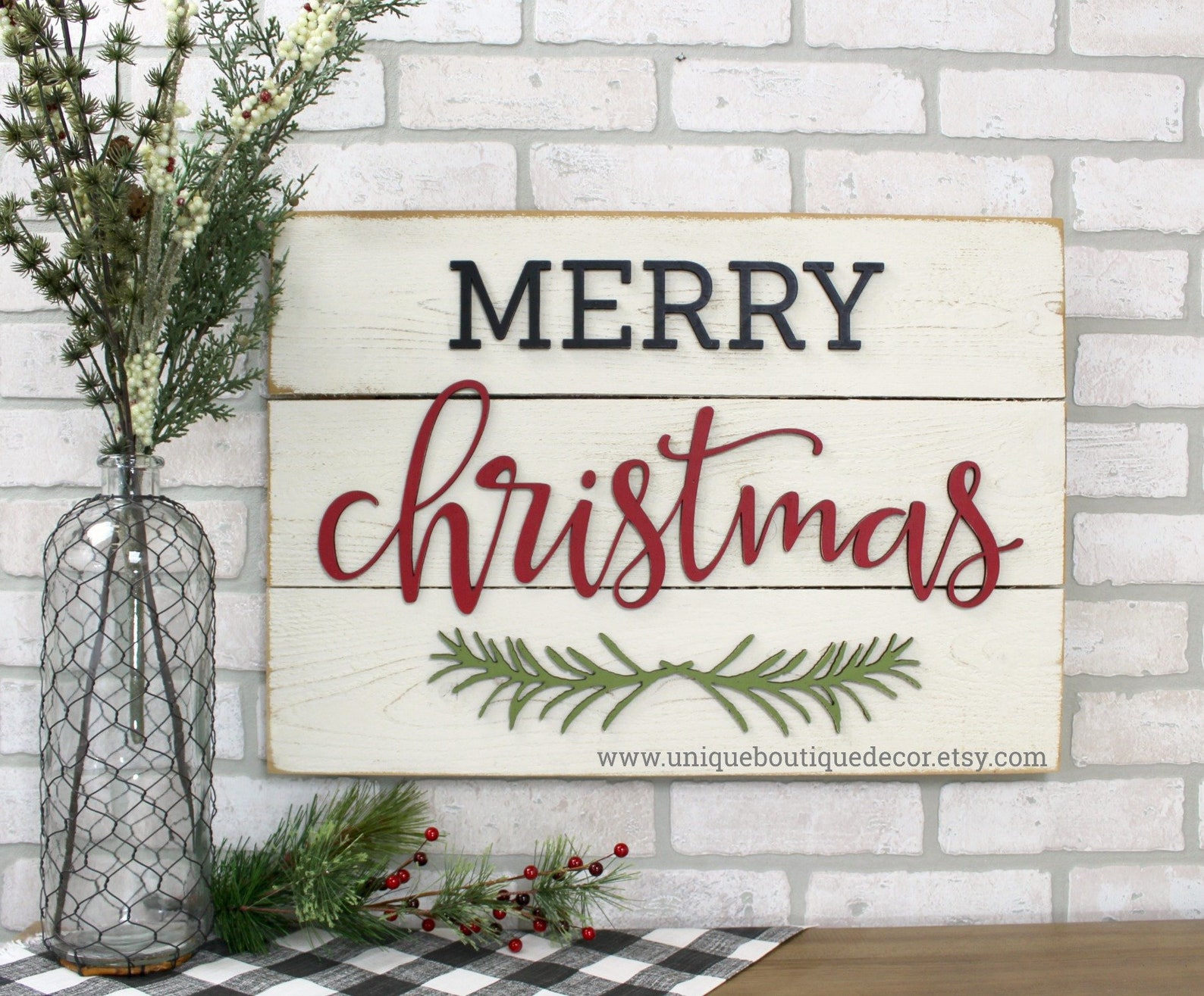 Merry Christmas Sign, Rustic Christmas Decor, Wood Shiplap Sign ...