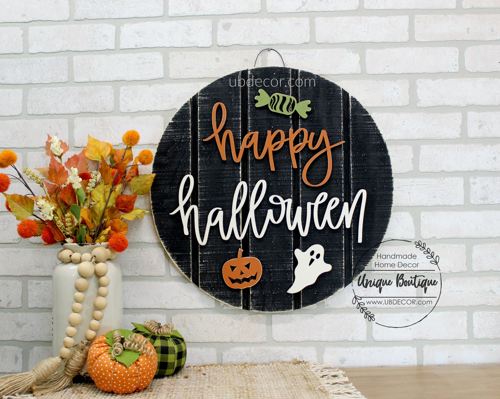 Happy Halloween Door Hanger Rustic Fall Door Sign Pumpkin - Etsy