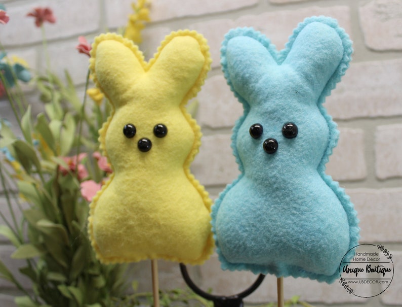 Felt Bunny Peeps Easter Bunnies Set of 4 Spring Farmhouse | Etsy