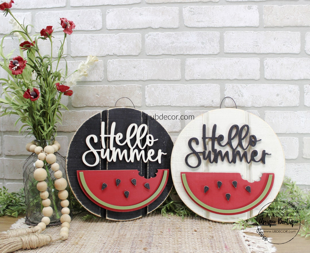 Mini Hello Sign, 11" Small Wood Shiplap Sign, Summer Door Decor, Hello ...