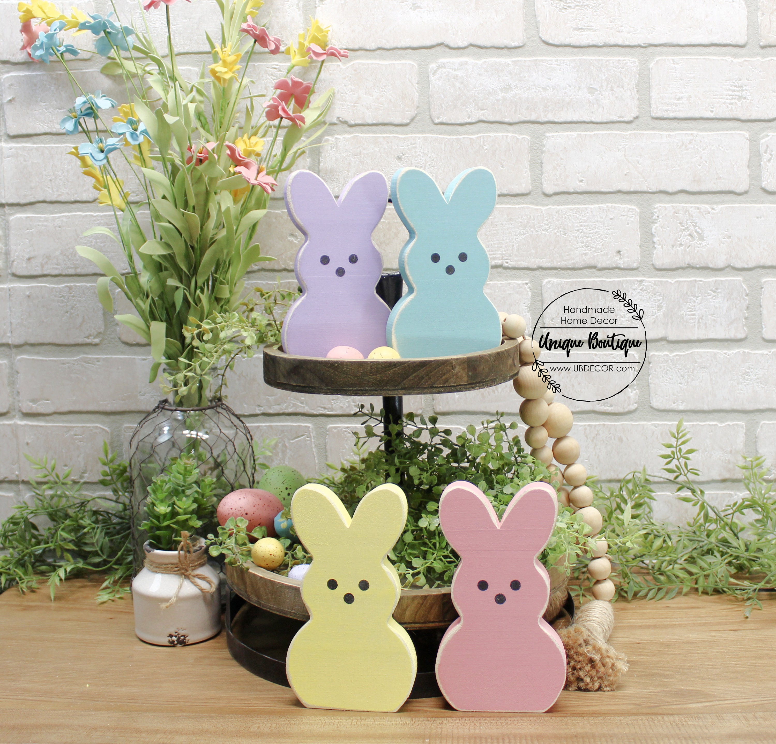 Wood Bunny Peeps Easter Bunnies Set of 4 Spring Farmhouse | Etsy