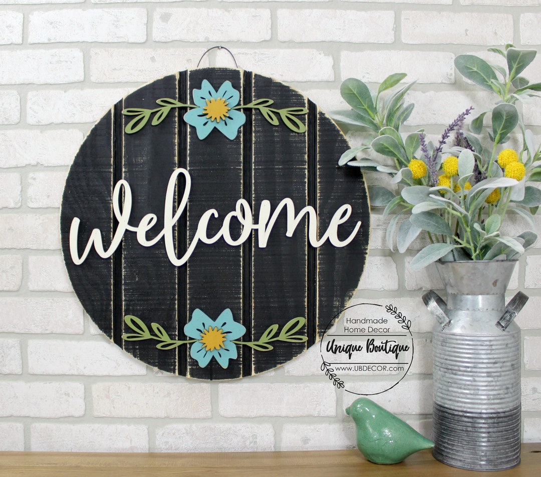 Front Door Decor, Front Door Sign, Summer Door Hanger, Round Wood Sign ...