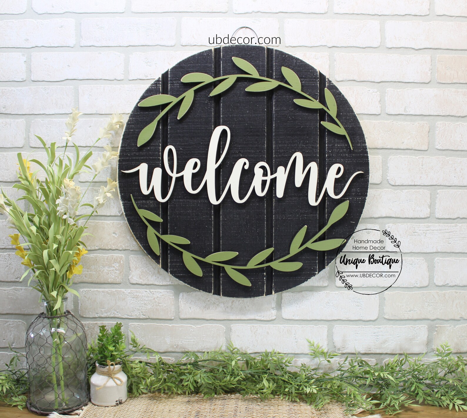 Welcome Sign for Front Door, Hanging Wood Sign, Front Door Decor, Year ...