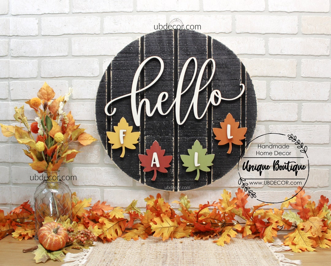 Hello Fall Door Hanger, Fall Wreath, Fall Wreaths for Front Door ...