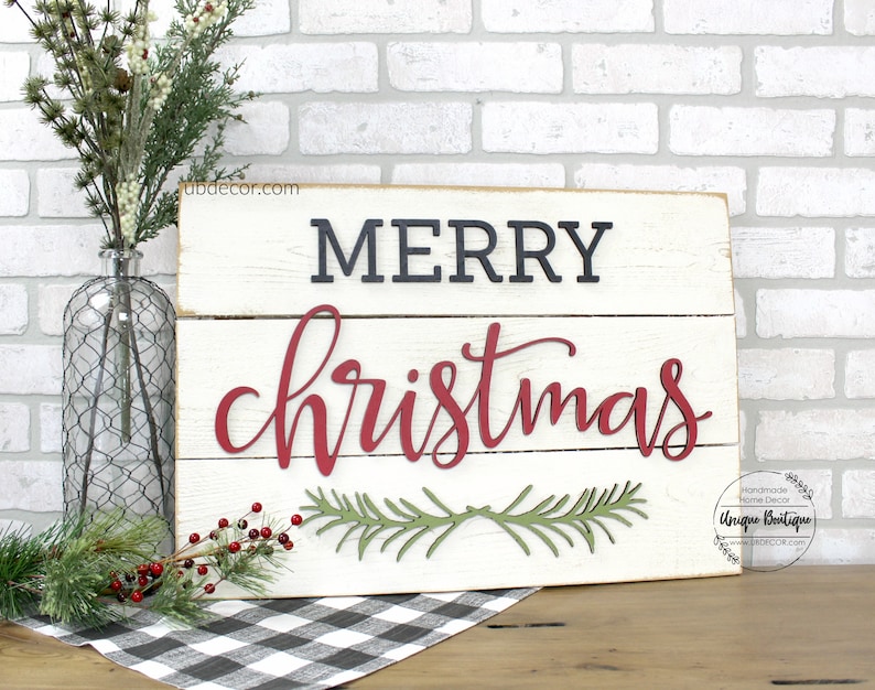 Merry Christmas Sign Rustic Christmas Decor Wood Shiplap - Etsy