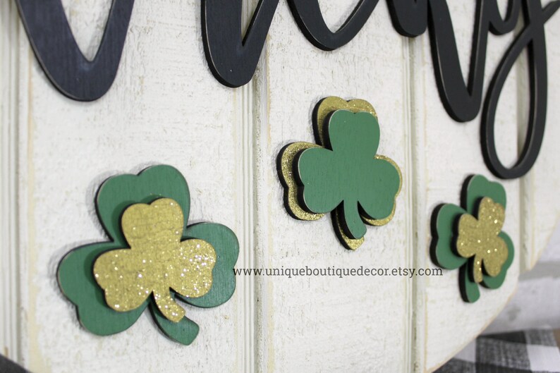 Lucky Door Sign St. Patrick's Day Door Hanger Green Gold | Etsy