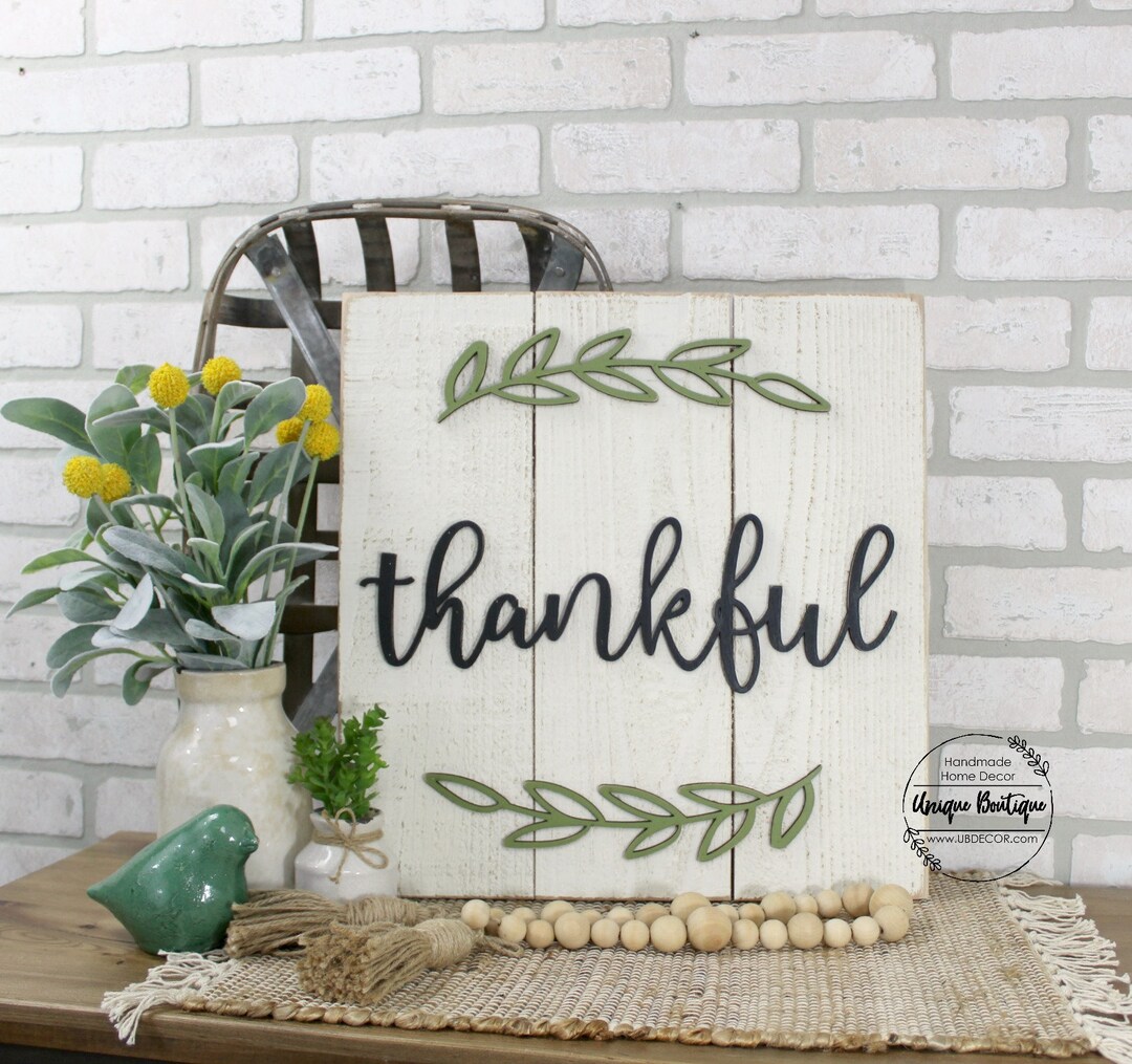 Thankful Sign, Wood Shiplap Sign, Farmhouse Wall Decor, Rustic Home ...