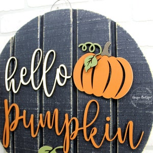 Fall Door Hanger, Hello Pumpkin Door Sign, Front Door Decor, Hello Fall ...