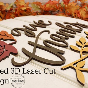 Give Thanks Door Sign, Fall Door Hanger, Autumn Fall Leaves, Rustic ...