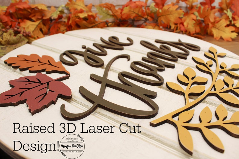 Give Thanks Door Sign Fall Door Hanger Autumn Fall Leaves - Etsy