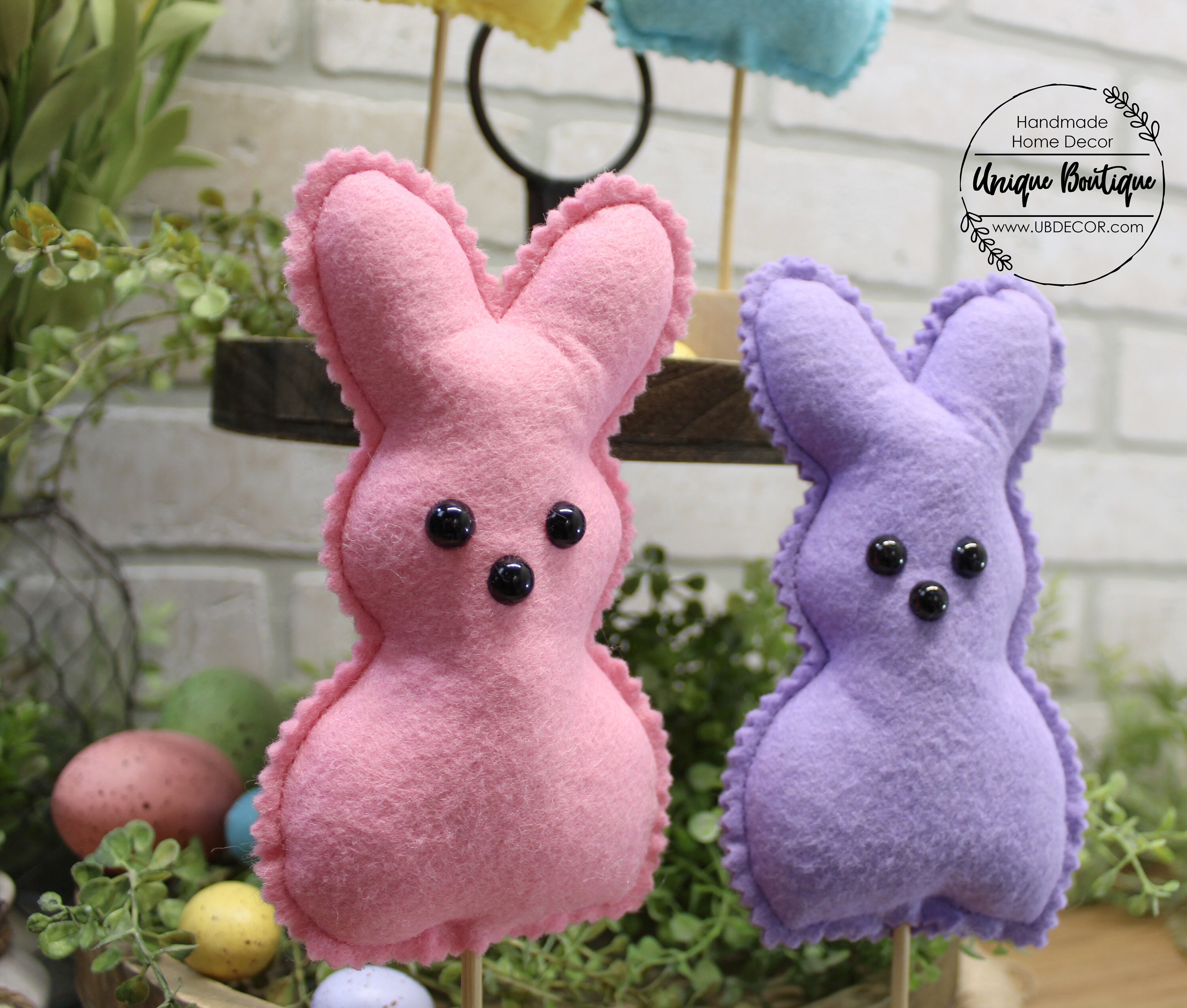 Felt Bunny Peeps Easter Bunnies Set of 4 Spring Farmhouse | Etsy
