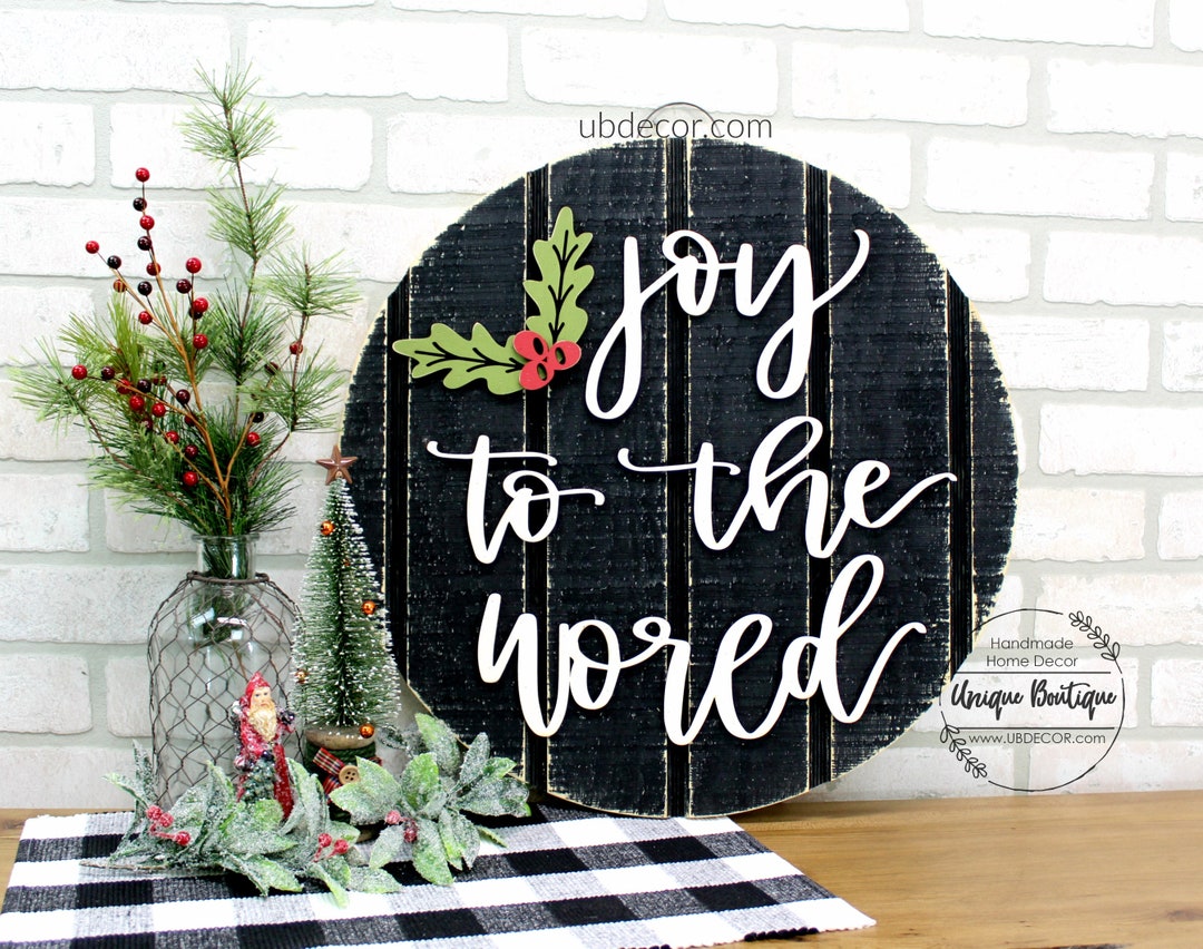 Joy to the World Door Sign, Farmhouse Christmas Decor, Front Door Decor ...