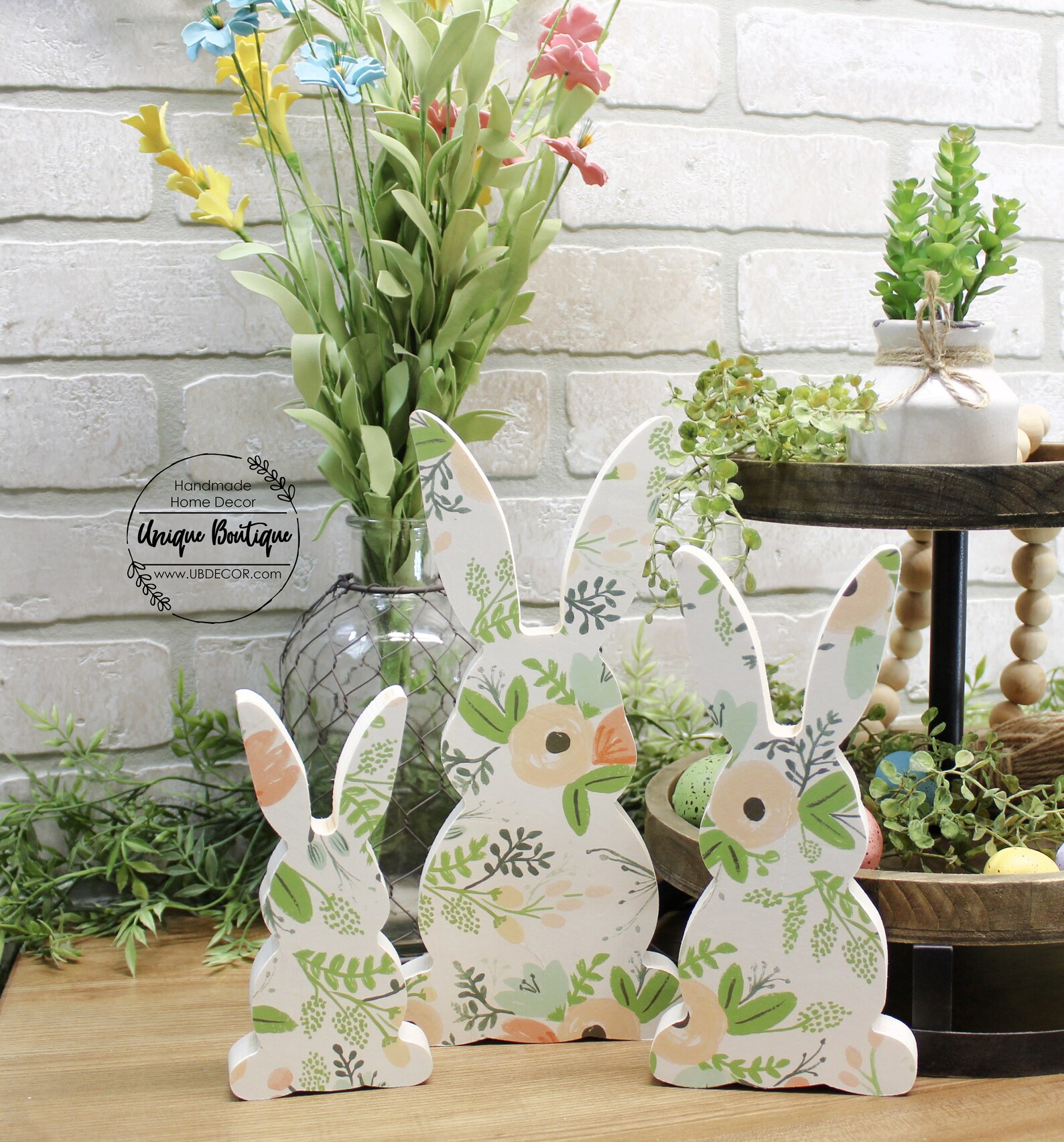 Wood Bunny Peeps, Set of 3, Spring Farmhouse Decor, Tiered Tray Decor ...