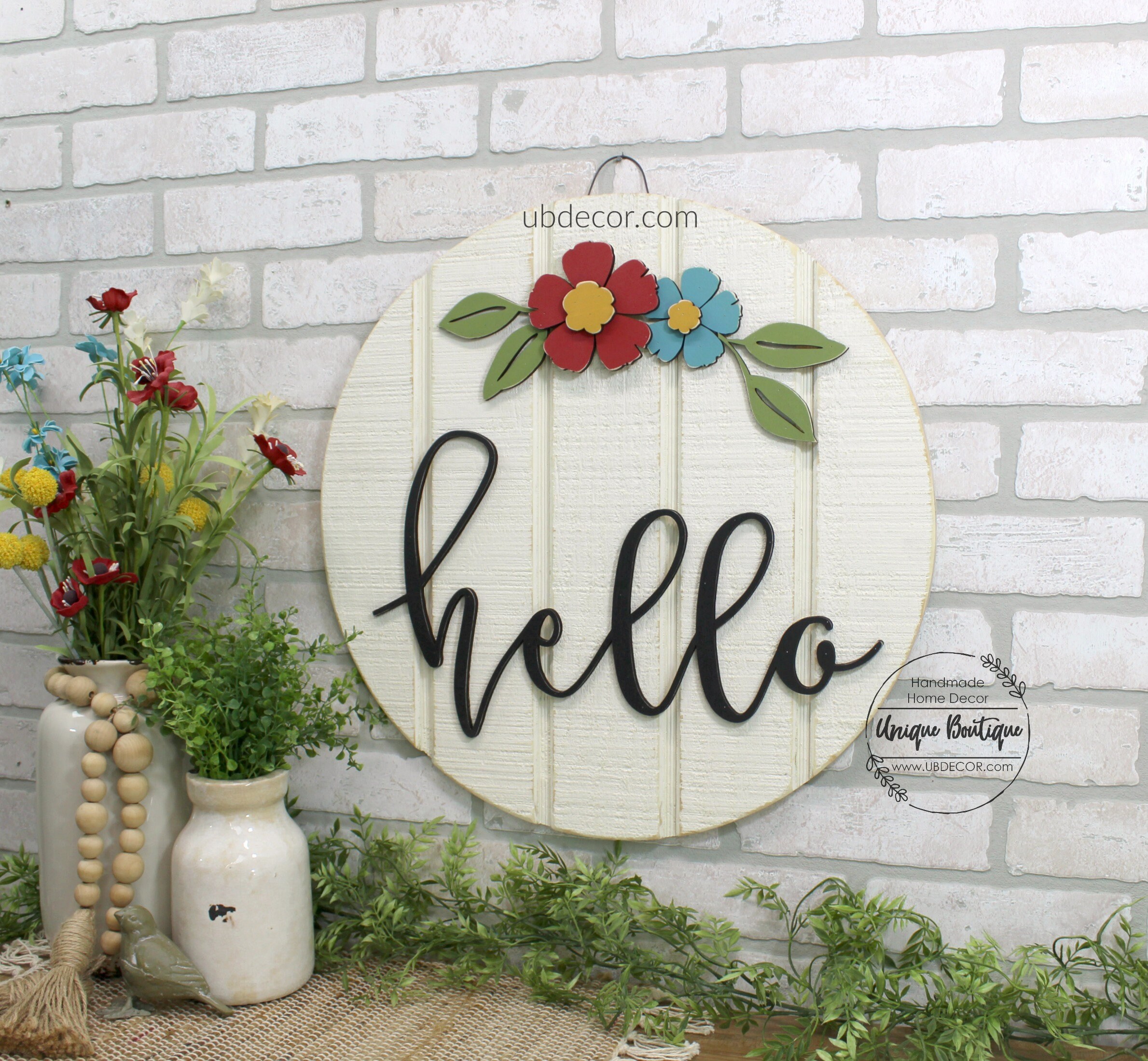 Hello sign for front door Front door decor door hanger | Etsy