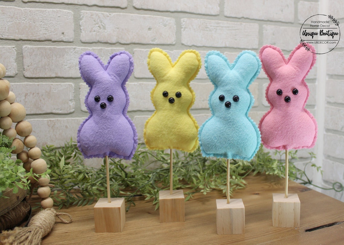 Felt Bunny Peeps Easter Bunnies Set of 4 Spring Farmhouse | Etsy