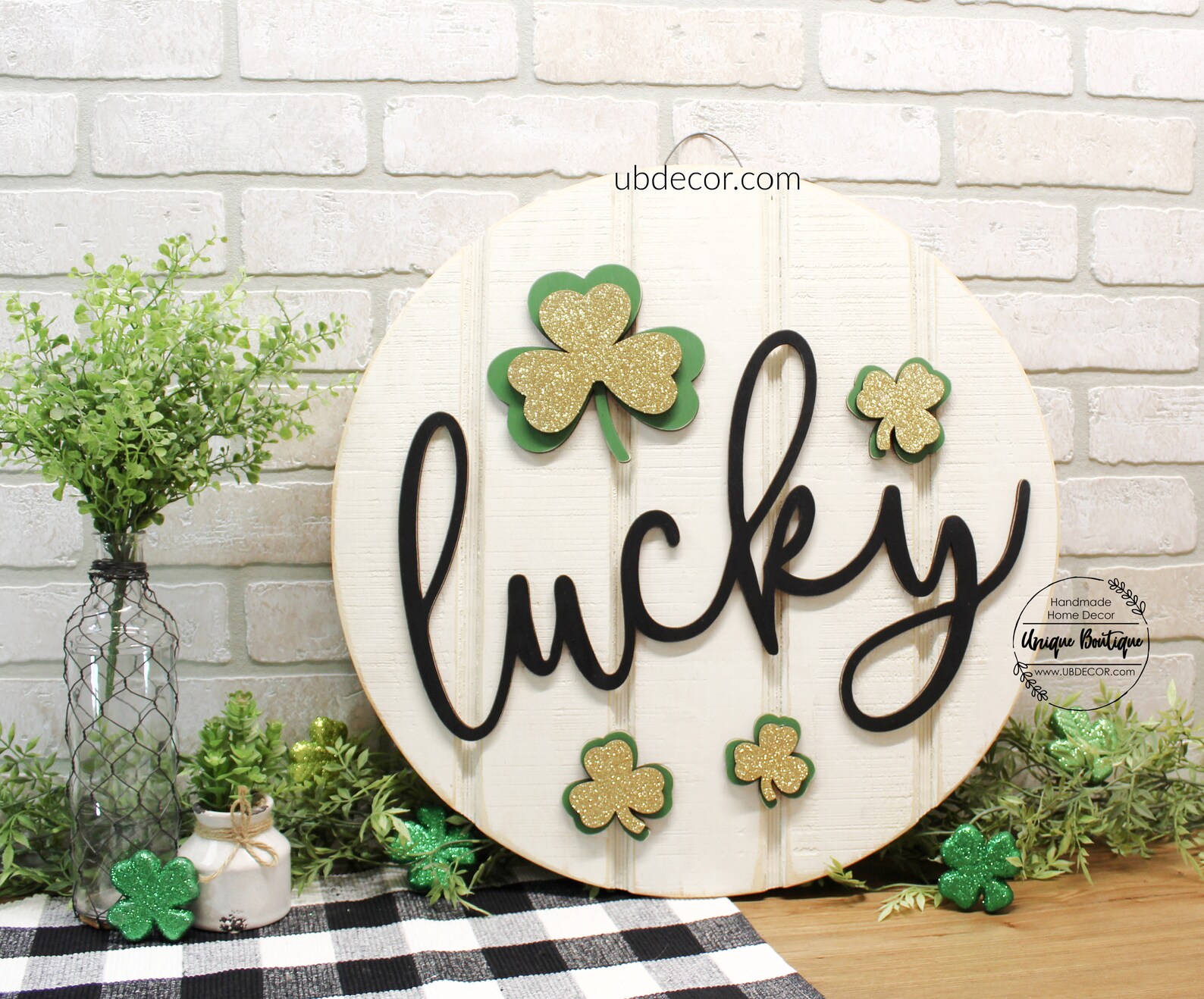 Lucky Door Sign St. Patrick's Day Door Hanger Green Gold - Etsy