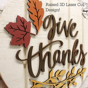 Give Thanks Door Sign, Fall Door Hanger, Autumn Fall Leaves, Rustic ...