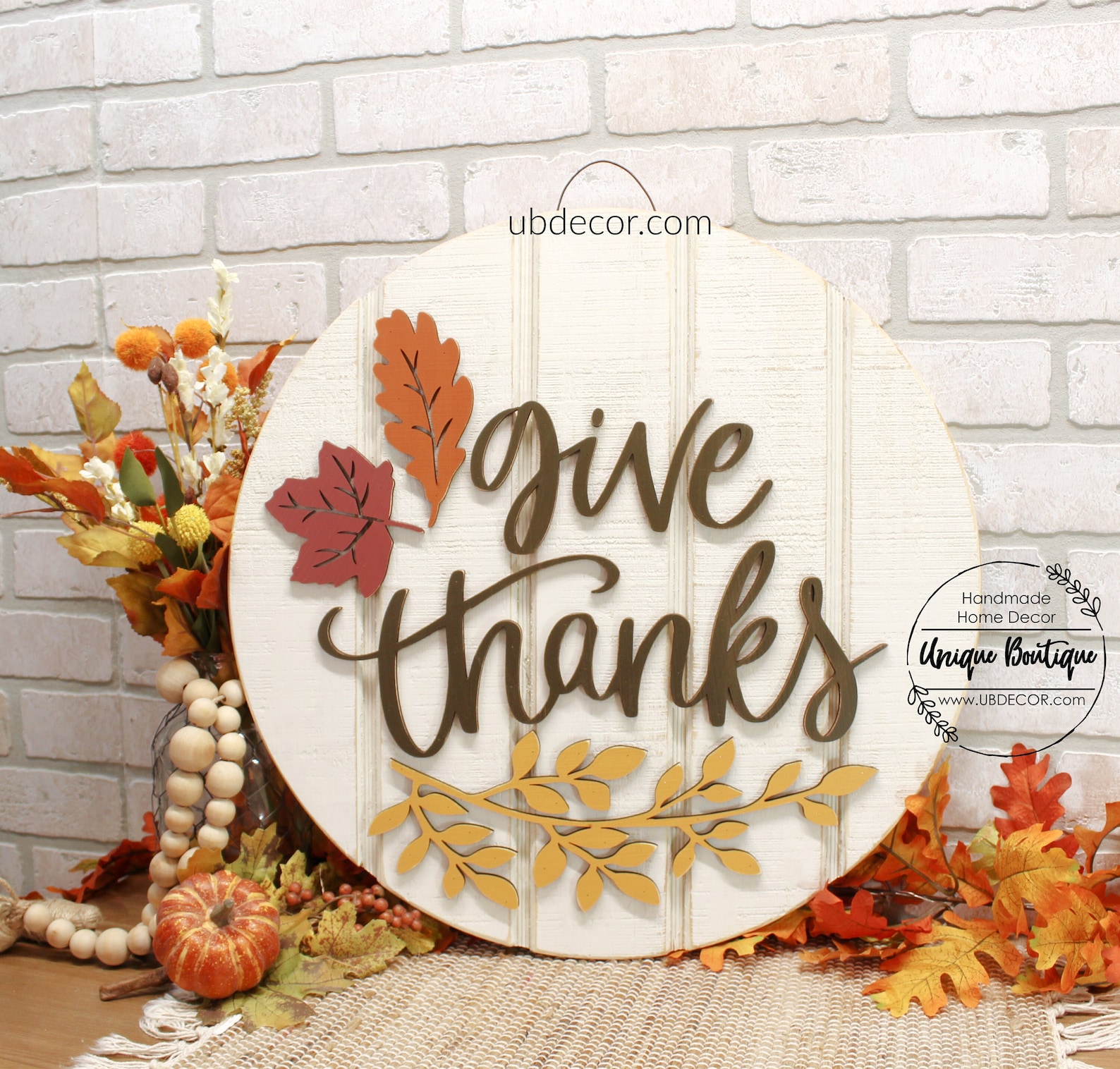 Give Thanks Door Sign Fall Door Hanger Autumn Fall Leaves - Etsy