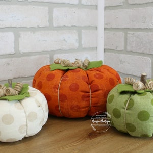 Polka Dot Pumpkins, Stuffed Fabric Pumpkins for Fall, Rustic Autumn ...