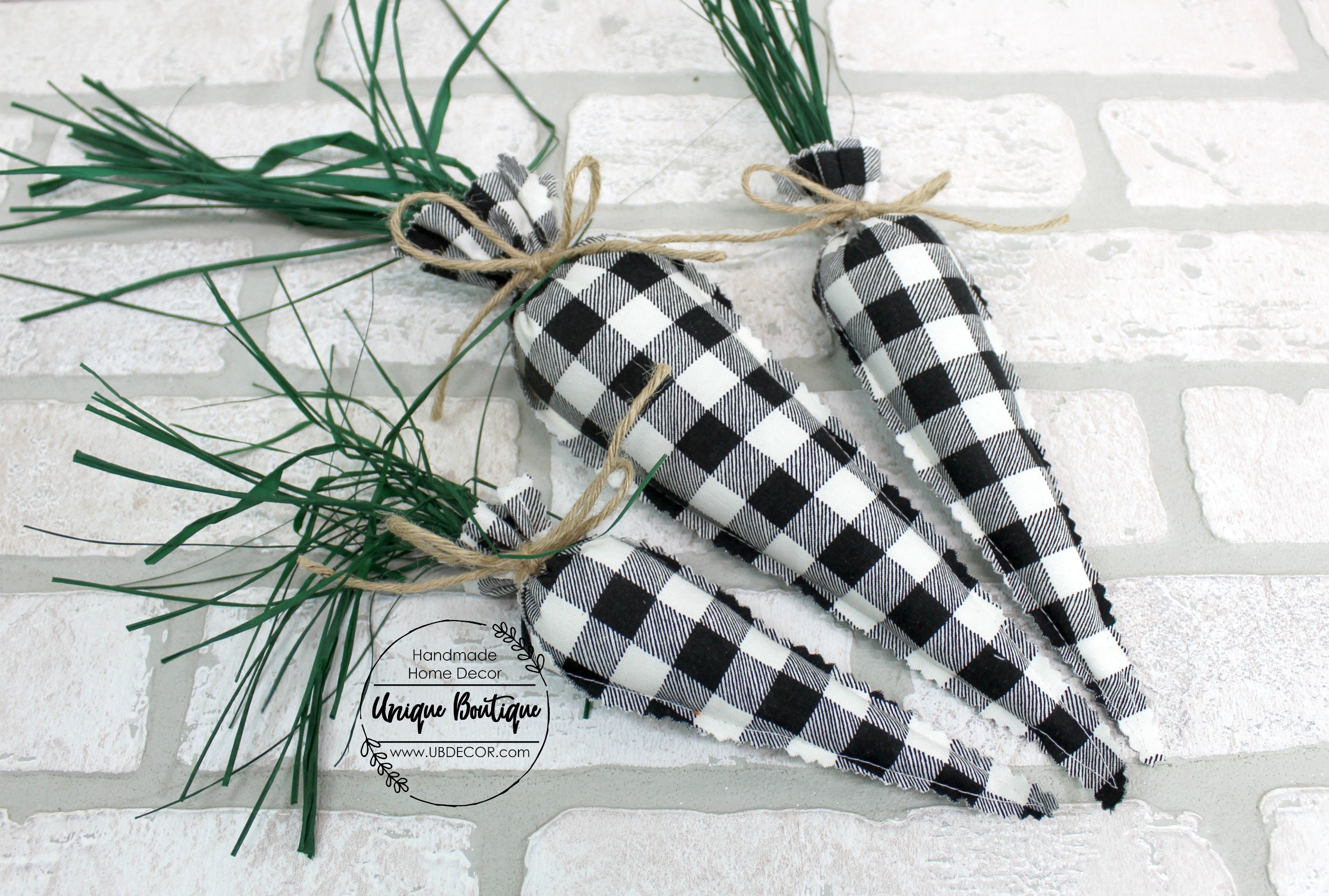 Black White Buffalo Plaid Fabric Carrots Farmhouse Easter | Etsy
