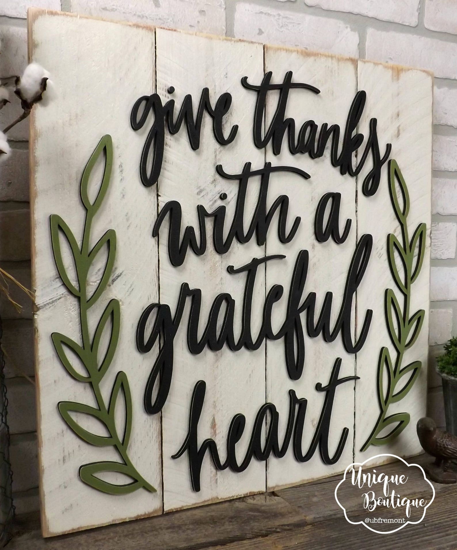 Give Thanks Grateful Heart Sign, Modern Farmhouse Wall Decor, Wood ...