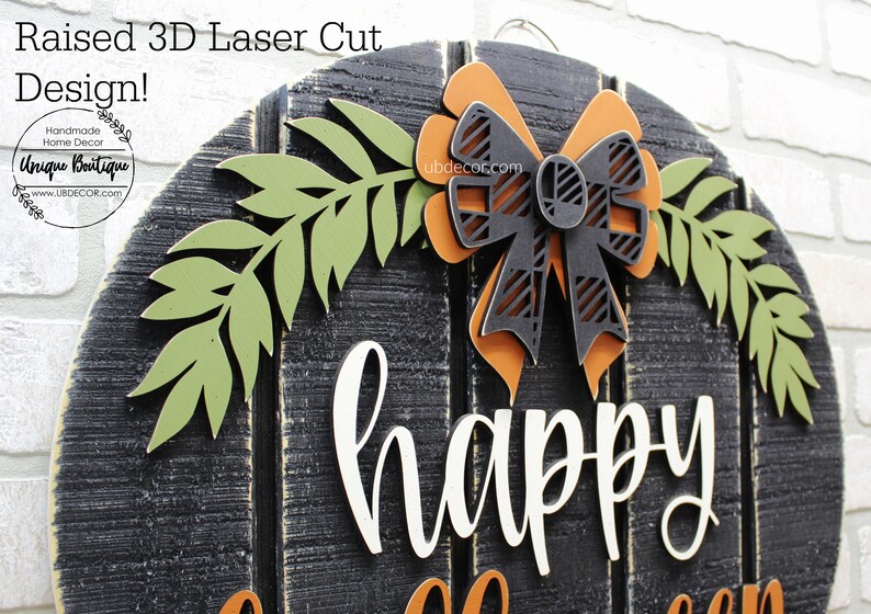 Happy Halloween Door Hanger Rustic Fall Door Sign Buffalo - Etsy