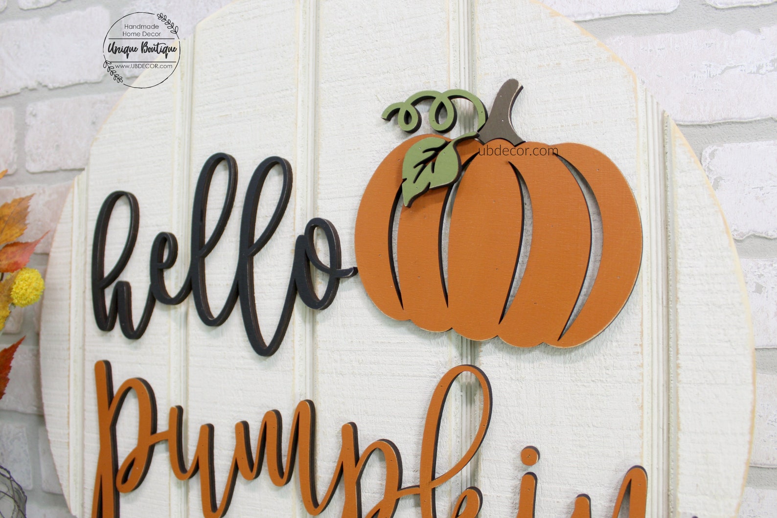 Hello Pumpkin Door Sign, Front Door Decor, Fall Door Hanger, Hello Fall ...