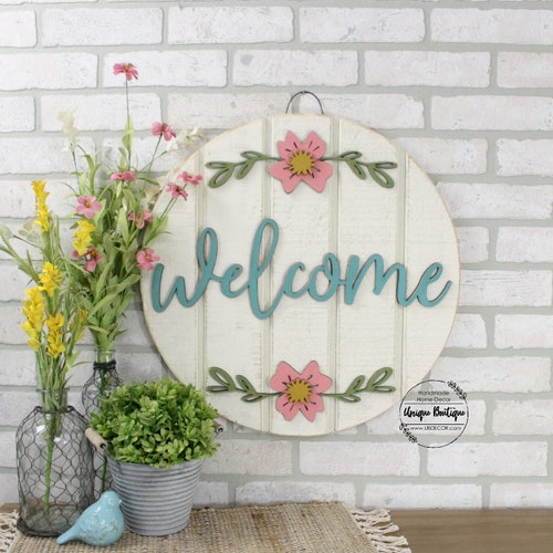 Welcome Sign for Front Door Summer Door Decor Spring Door | Etsy