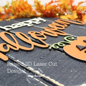 Happy Halloween Door Hanger, Rustic Fall Door Sign, Pumpkin Ghost, Wood ...