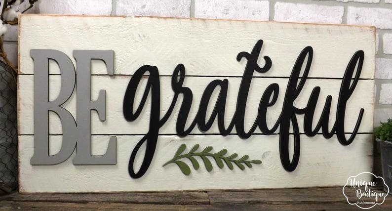 BE Grateful Sign, Rustic Shiplap Wood Sign, Modern Farmhouse Wall Decor ...