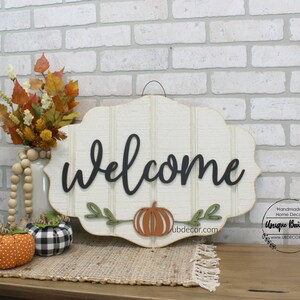 Welcome Fall Door Sign, Autumn Door Hanger, Pumpkin Halloween, Wood ...