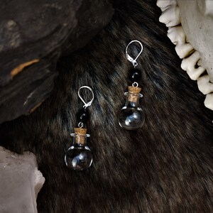 Obsidian and Black Pepper Vial Earrings - Etsy