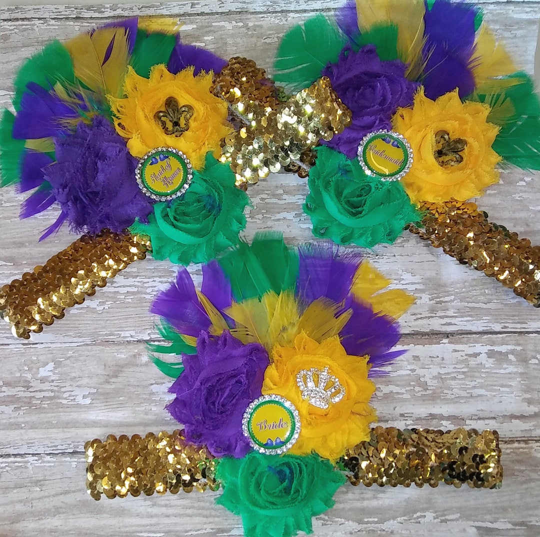 Mardi Gras Bachelorette Party Bridal Party Headbands Mardi Gras Party ...