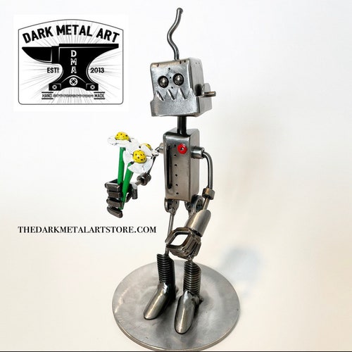 Metal Sculpture Tin Can Art Couple Sculpture Upcycled Art - Etsy