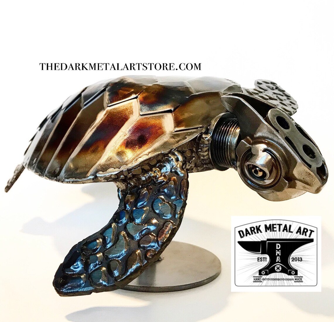 Scrap Metal Sea Turtle Sculpture: Handmade Metal Art - Etsy