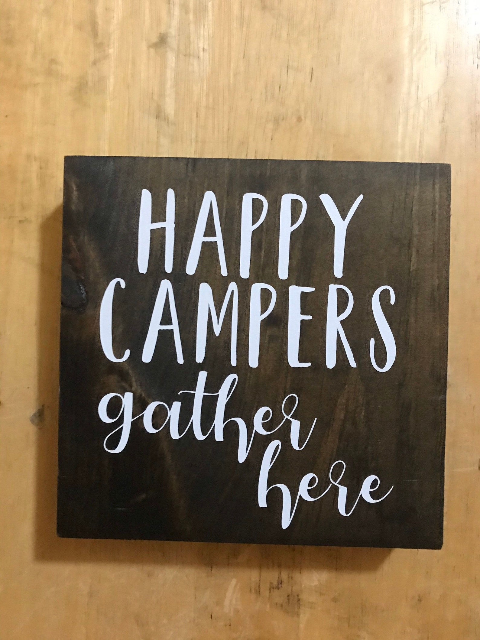 Campsite Sign - Happy Campers Gather Here - Rustic Camper Sign - Travel ...