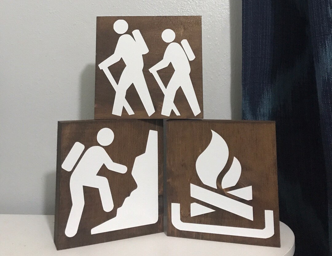 National Park Map Symbols - Hiking - Mountain Climbing - Bonfire ...
