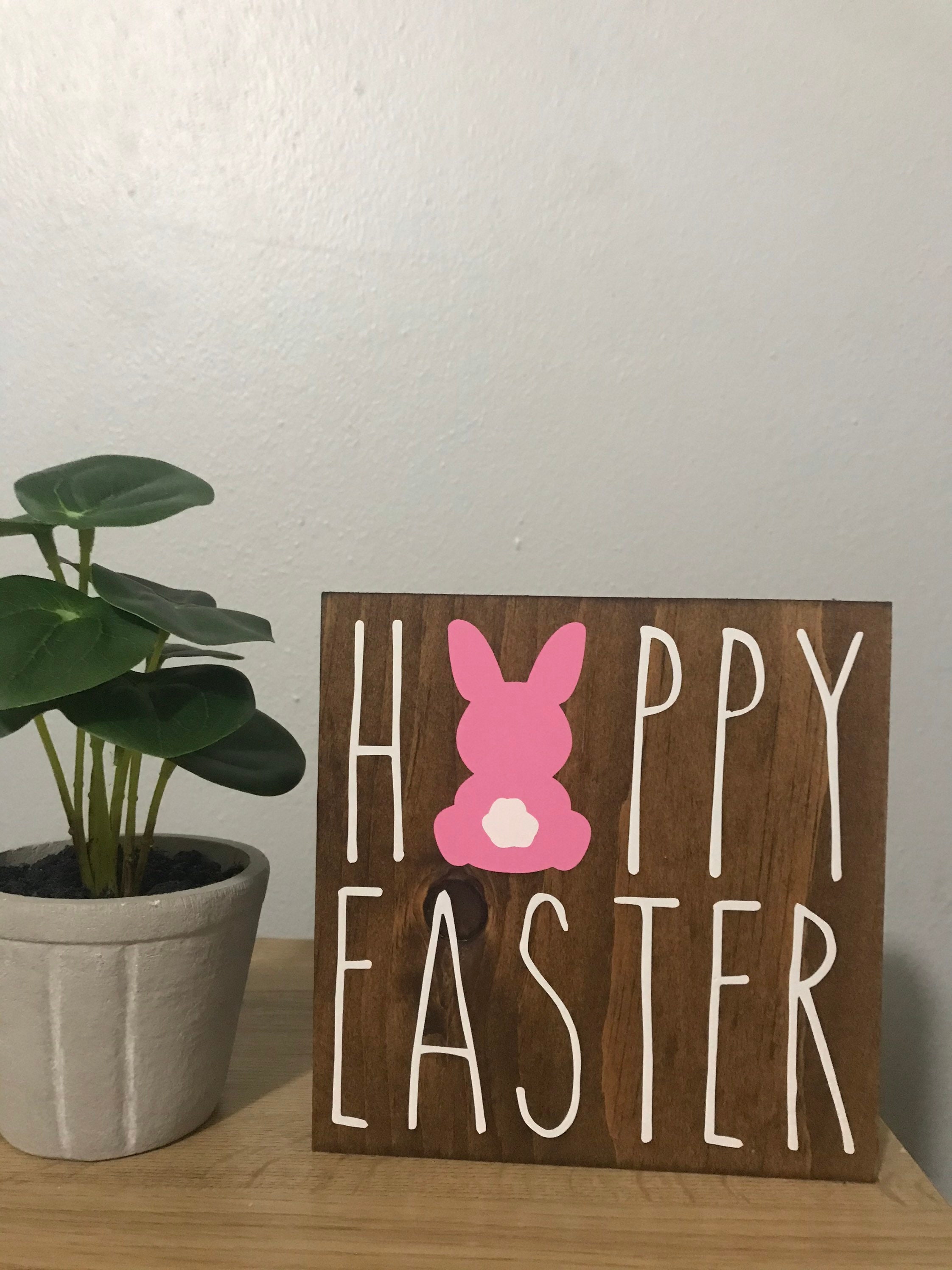 Happy Easter Sign - Farmhouse Easter - Easter Bunny Sign - Hoppy Easter ...