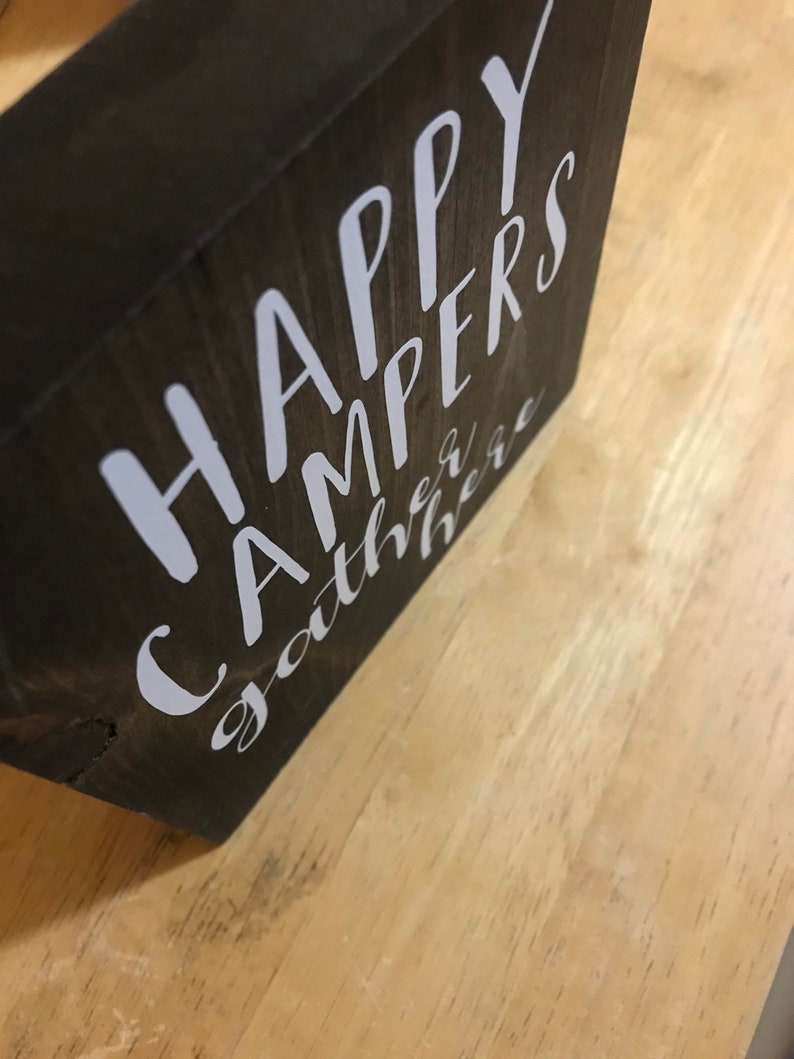 Campsite Sign - Happy Campers Gather Here - Rustic Camper Sign - Travel ...
