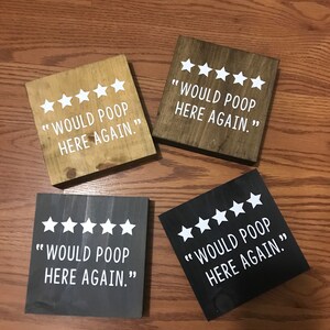 Funny Bathroom Sign - Would Poop Here Again - Funny Poop Sign - 5 Stars ...