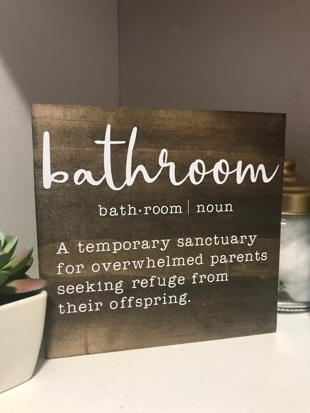 Bathroom Definition Sign - Parents Bathroom Sign - Freestanding Sign ...